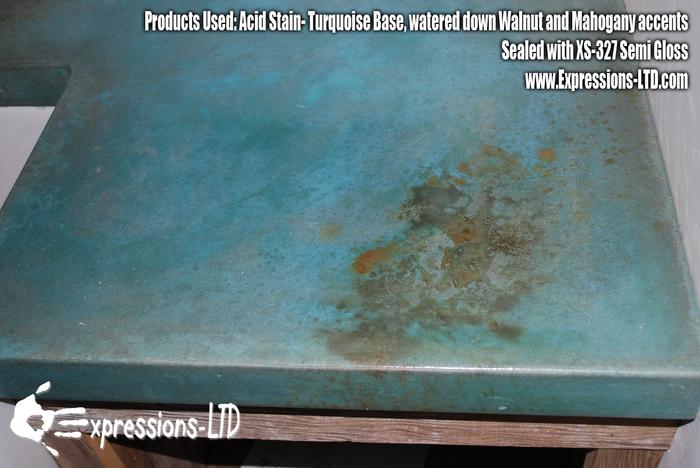 Turquoise Acid Stain Concrete CC Concrete Coatings Vivid Acid Stain