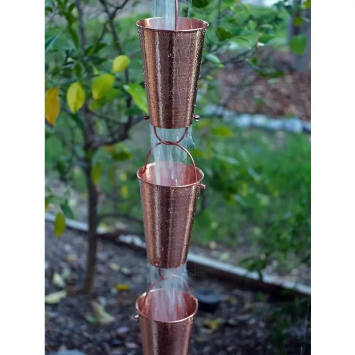 Large Copper Buckets Rain Chain