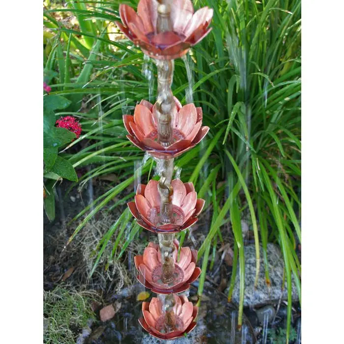 Rain Chain Double Lotus Copper and Brass
