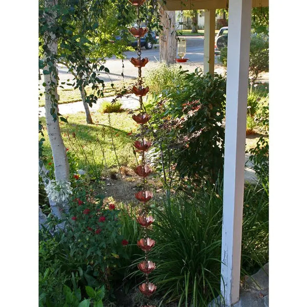 Rain Chain Double Lotus Copper and Brass