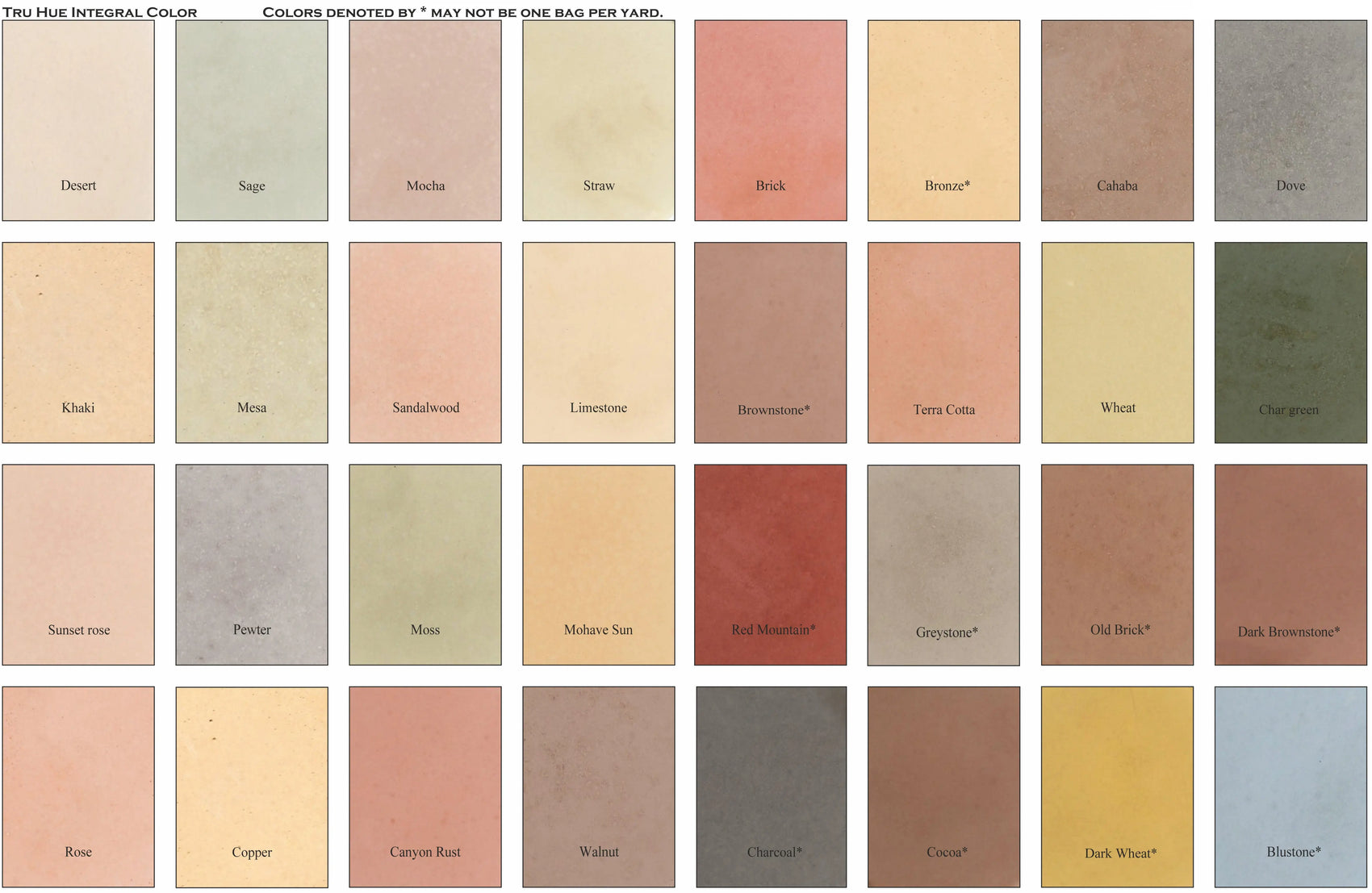 Concrete Integral Pigment Powder Color, TrueHue (Per Yard)