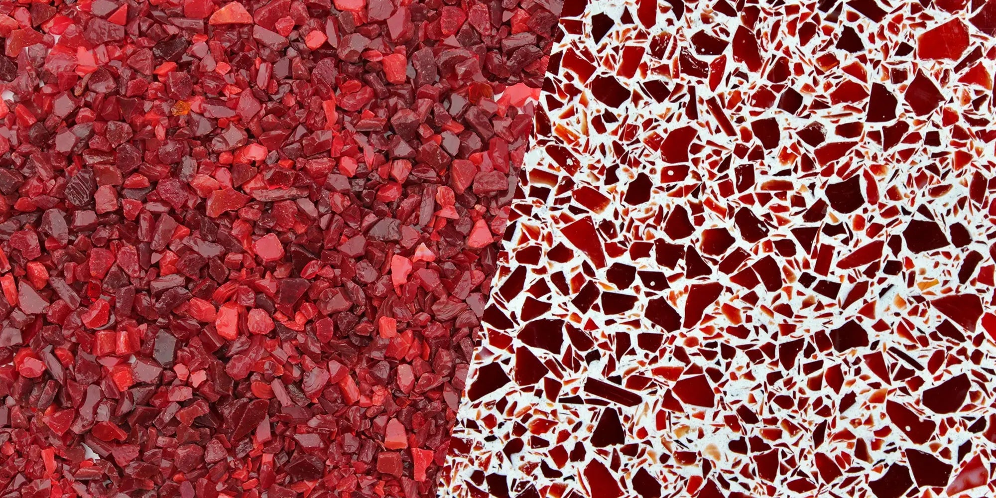 Decorative Crushed Aggregate for Concrete - Red Opal Glass