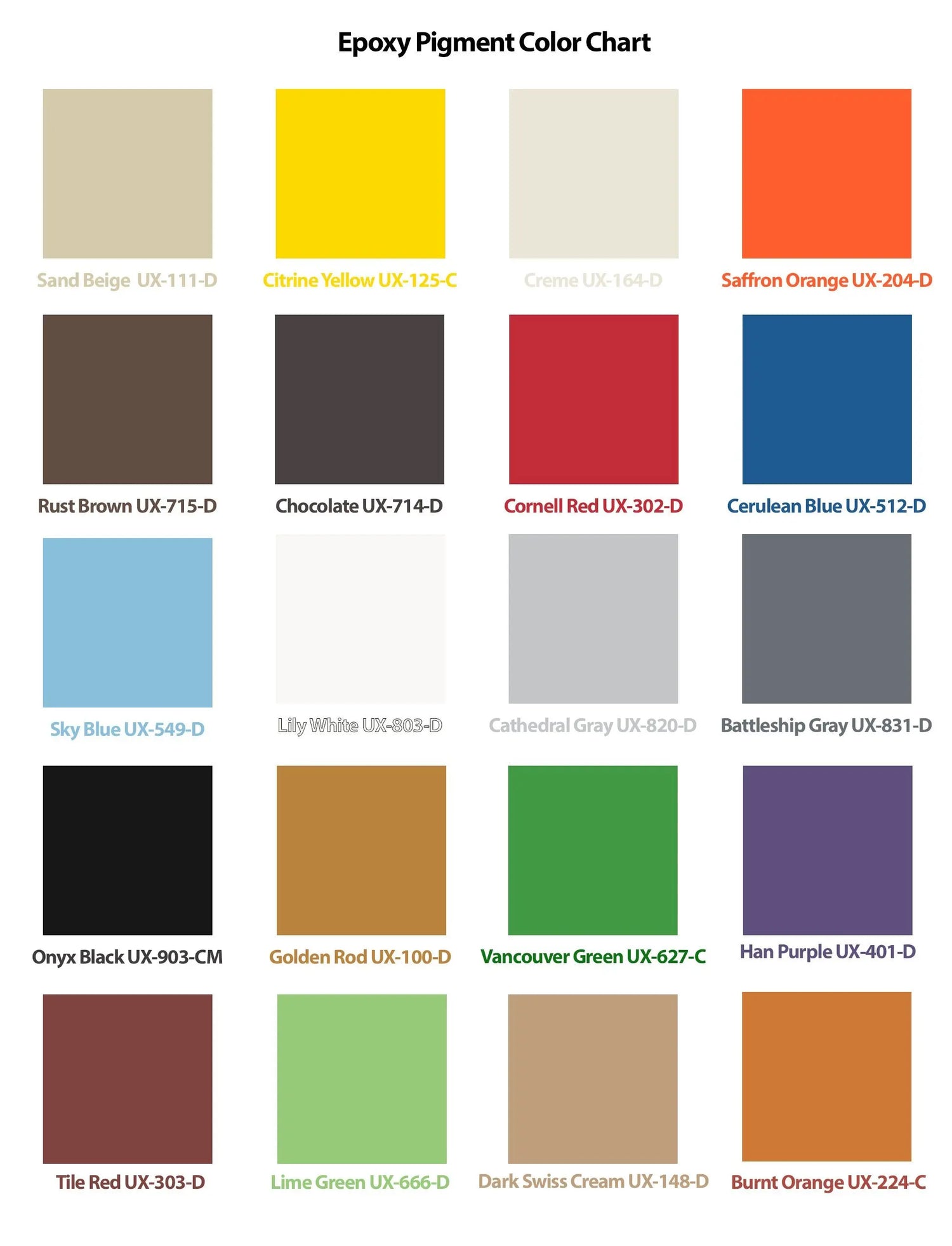Epoxy Pigment Colors - Epoxy Countertop and Concrete System