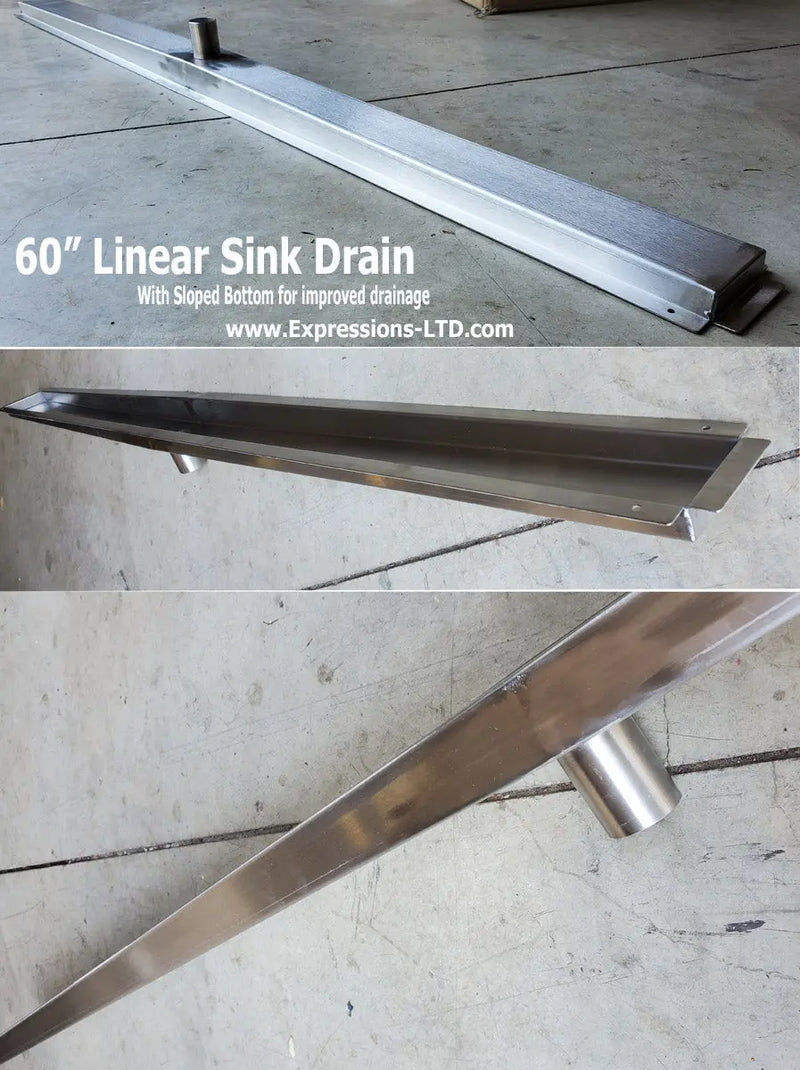 Linear Slot Sink Drain Pan - Stainless Steel