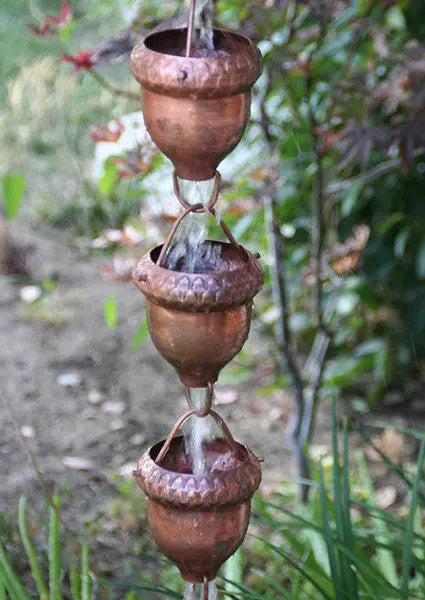 Rain Chain Acorn Copper Cups