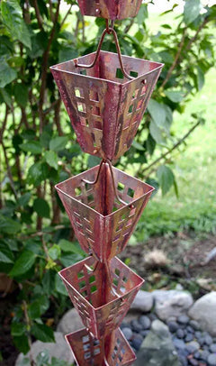 Rain Chain Copper Arts and Crafts Square Cups