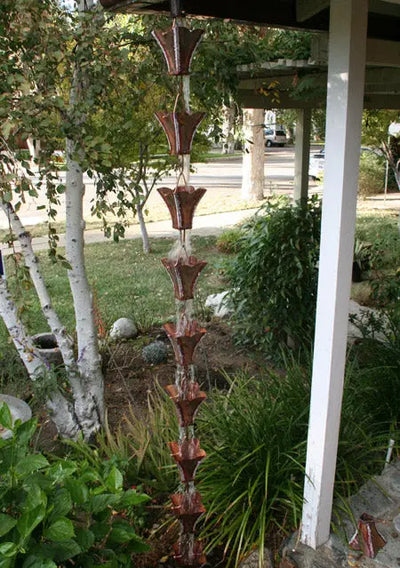 Rain Chain Large Square Cups- Pre-Aged Copper