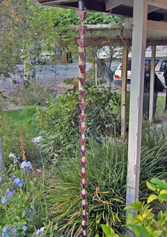 Rain Chain Small Square Cups - Aged Copper