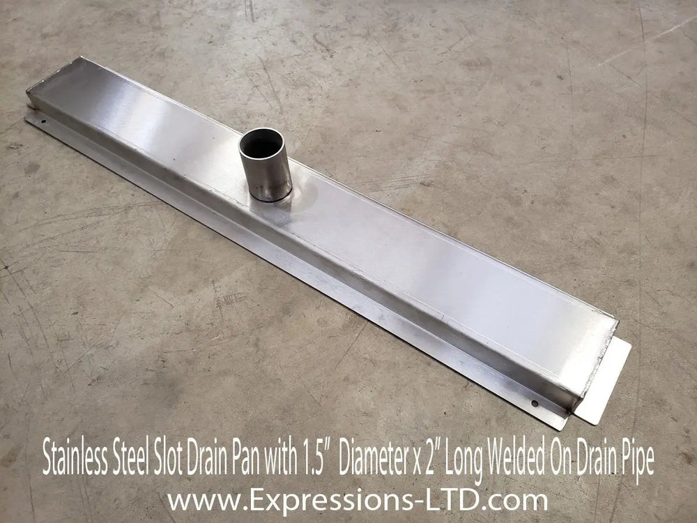 Slot Linear Drain Pan, Stainless Steel - Custom Size