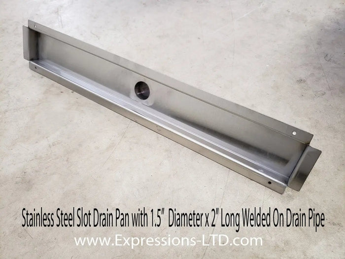 Slot Linear Drain Pan, Stainless Steel - Custom Size